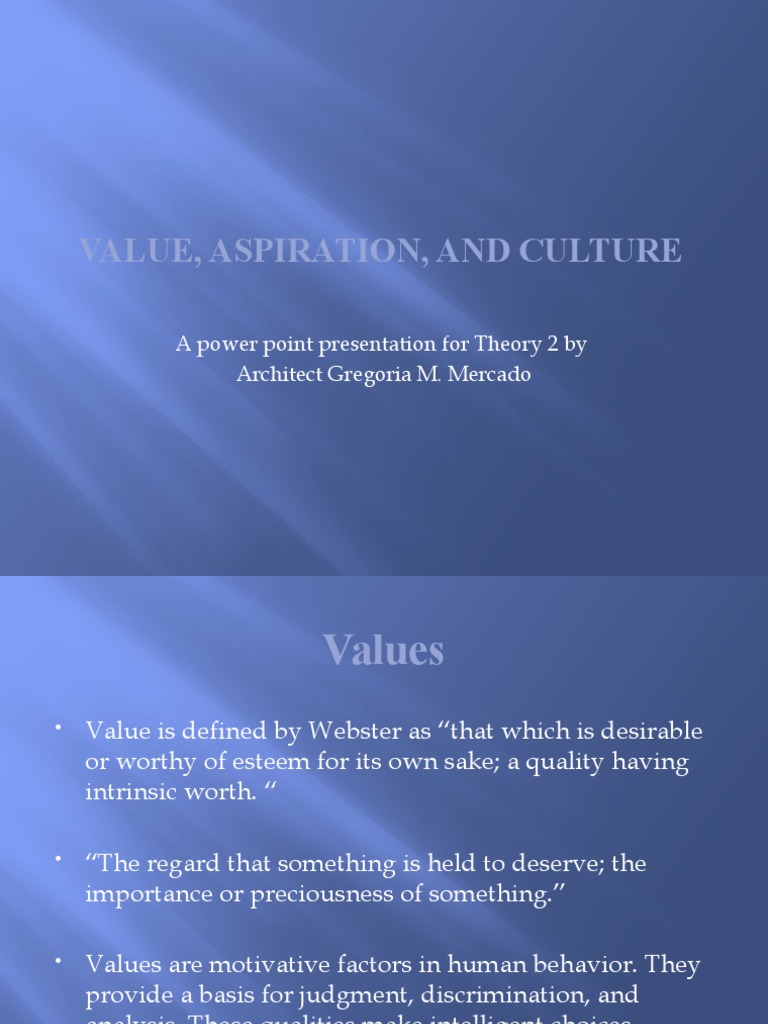 Value, Aspiration, and Culture | PDF | Value (Ethics) | Behavior