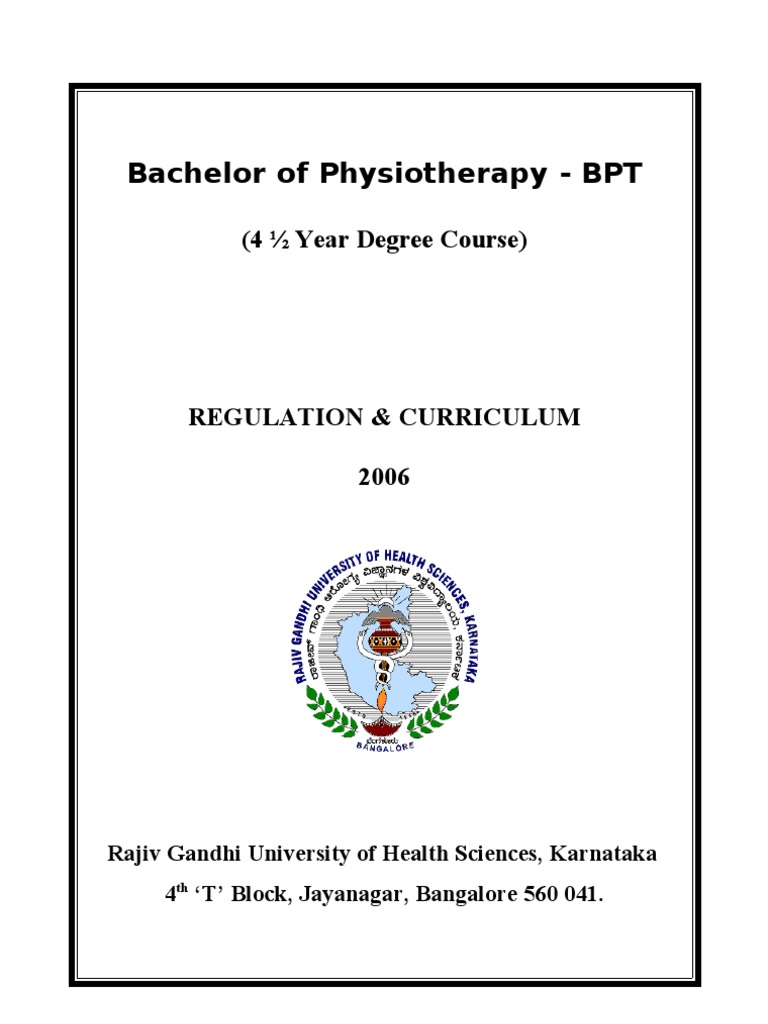 Bachelor of Physiotherapy - BPT: (4 Year Degree Course) | PDF | Human ...