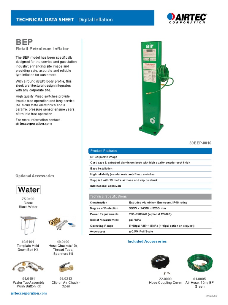 Airtec Tech Data Sheet BEP 0016 1503v7 Au | PDF | Manufactured Goods ...