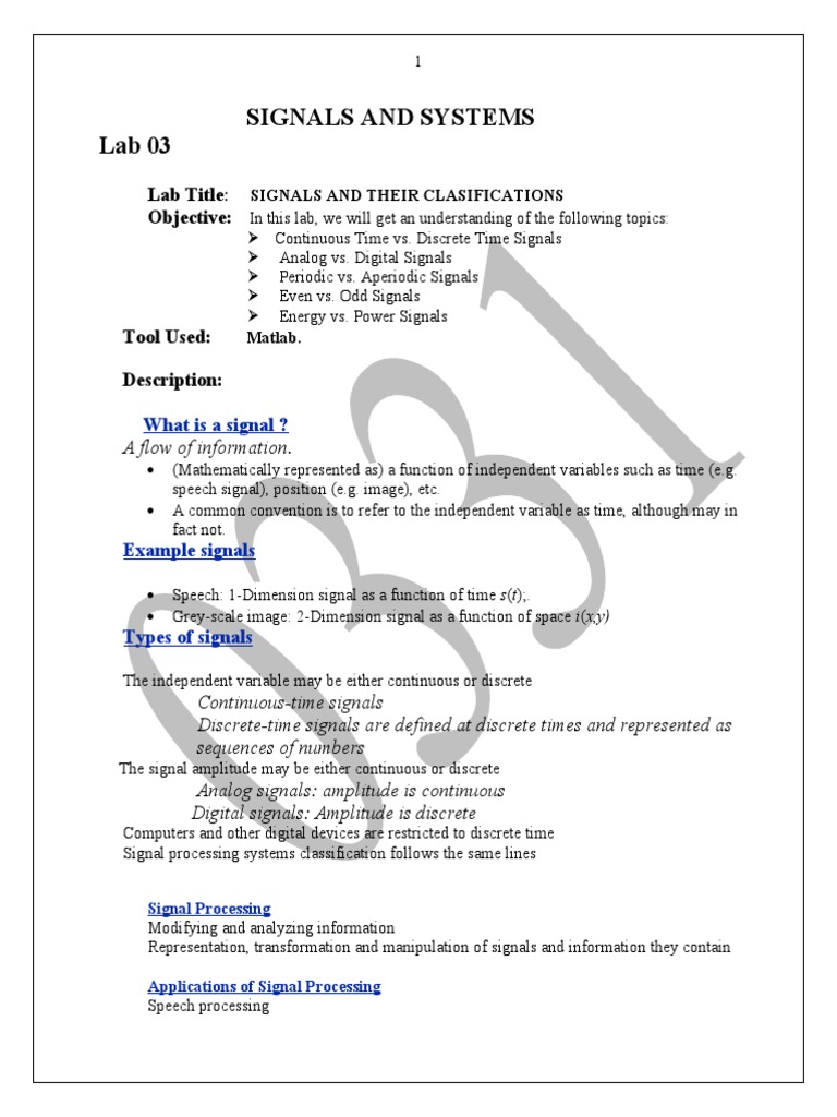 Lab 3 Pdf Discrete Time And Continuous Time Digital Signal