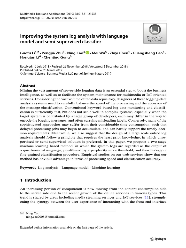 Improving The System Log Analysis With Language Model and Semi-Supervised Classifier | PDF ...