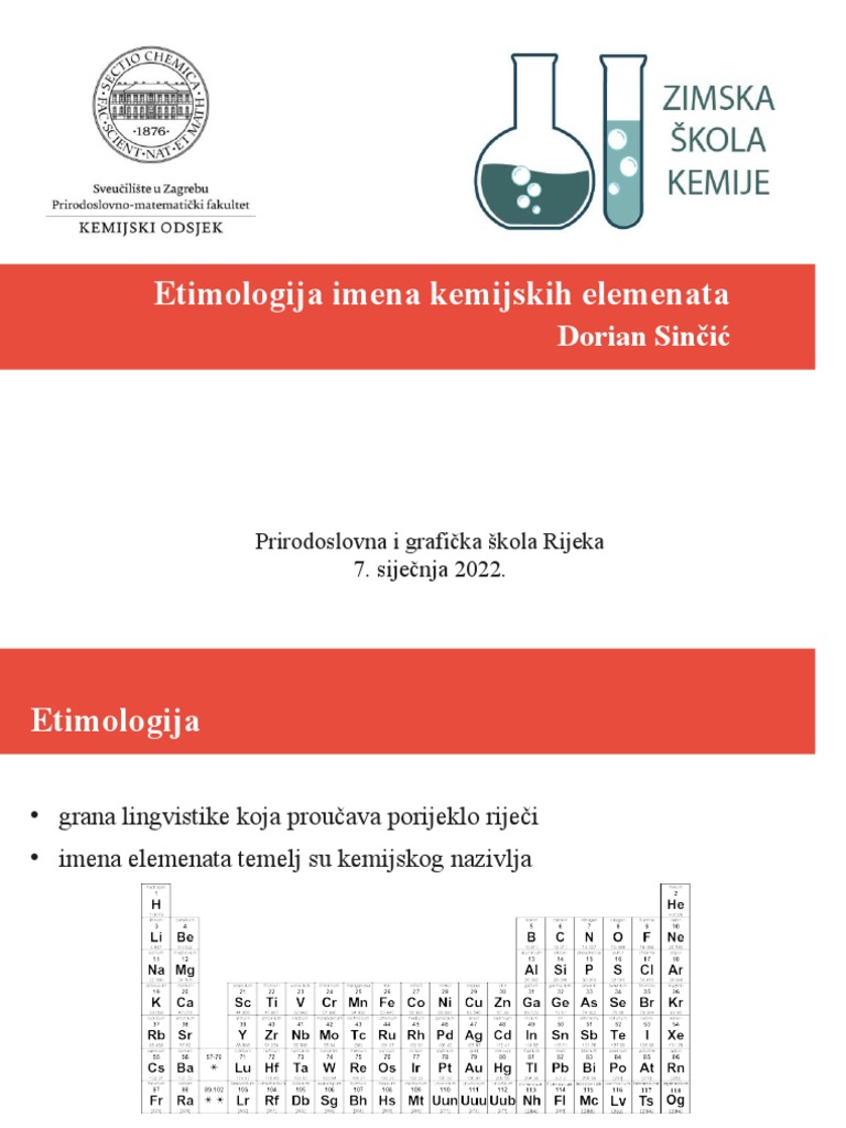 Etimologija Imena Elemenata ZŠK2022 | PDF