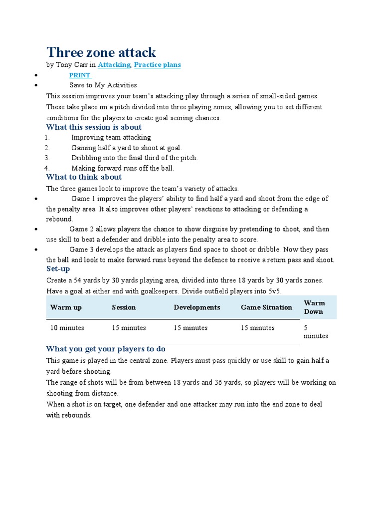 Three Zone Attack | PDF | Association Football Clubs | Premier League