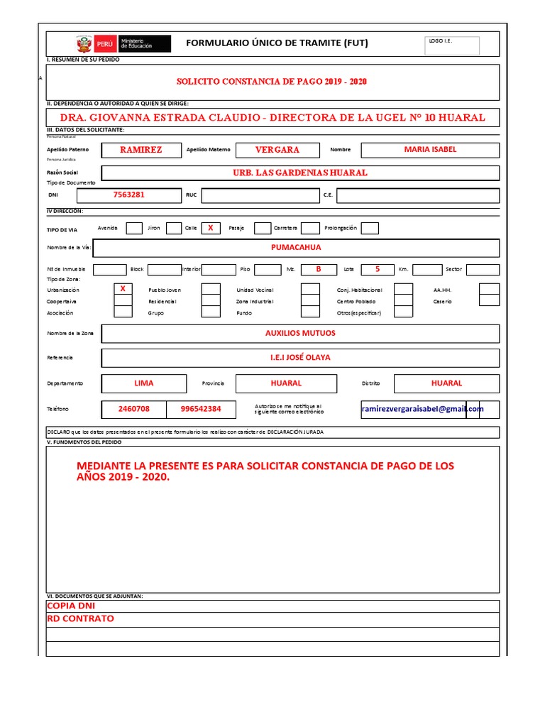 Ejemplo de Llenado Fut | PDF