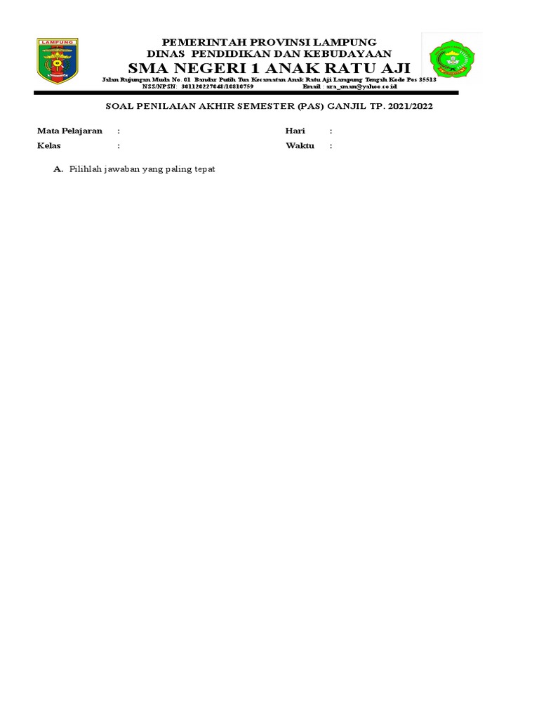 Kop Pas Ganjil 2021 2022 | PDF