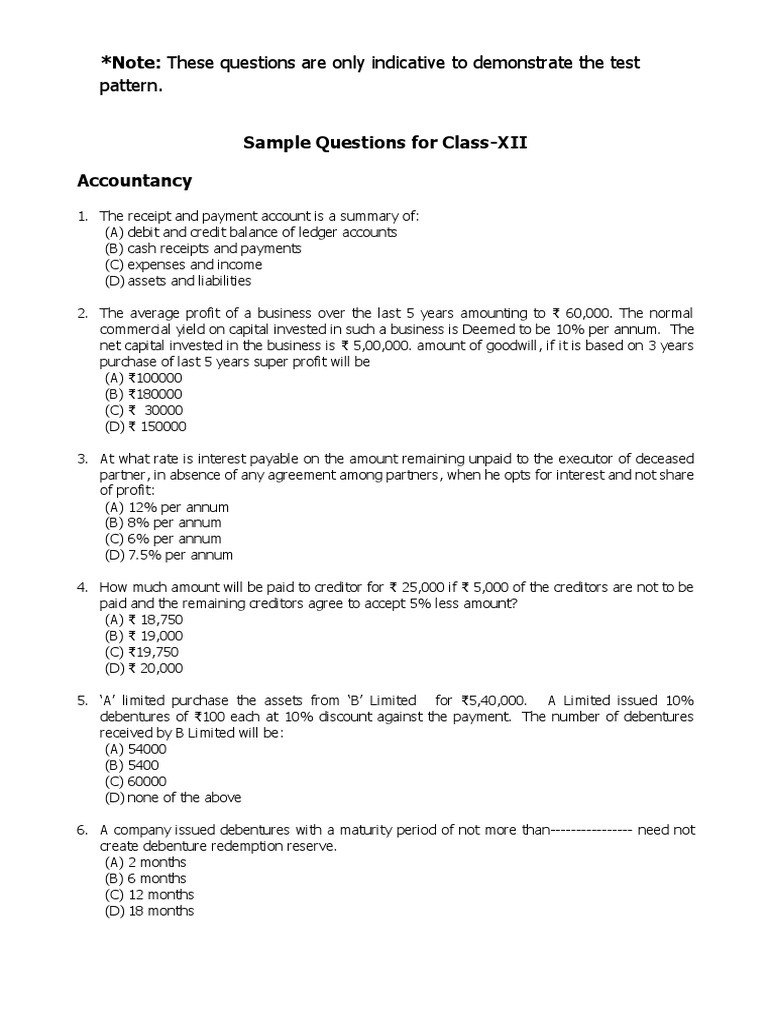 Icai Wizard Test Sample Paper | Download Free PDF | Money | Balance Of ...