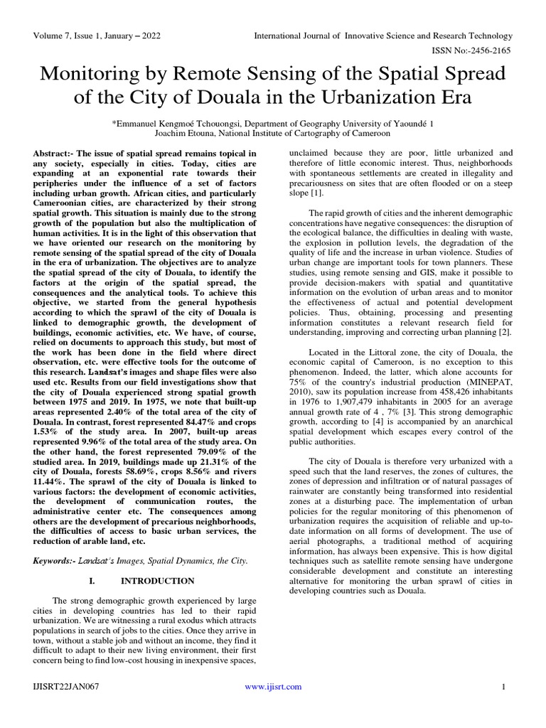 Monitoring by Remote Sensing of The Spatial Spread of The City of ...