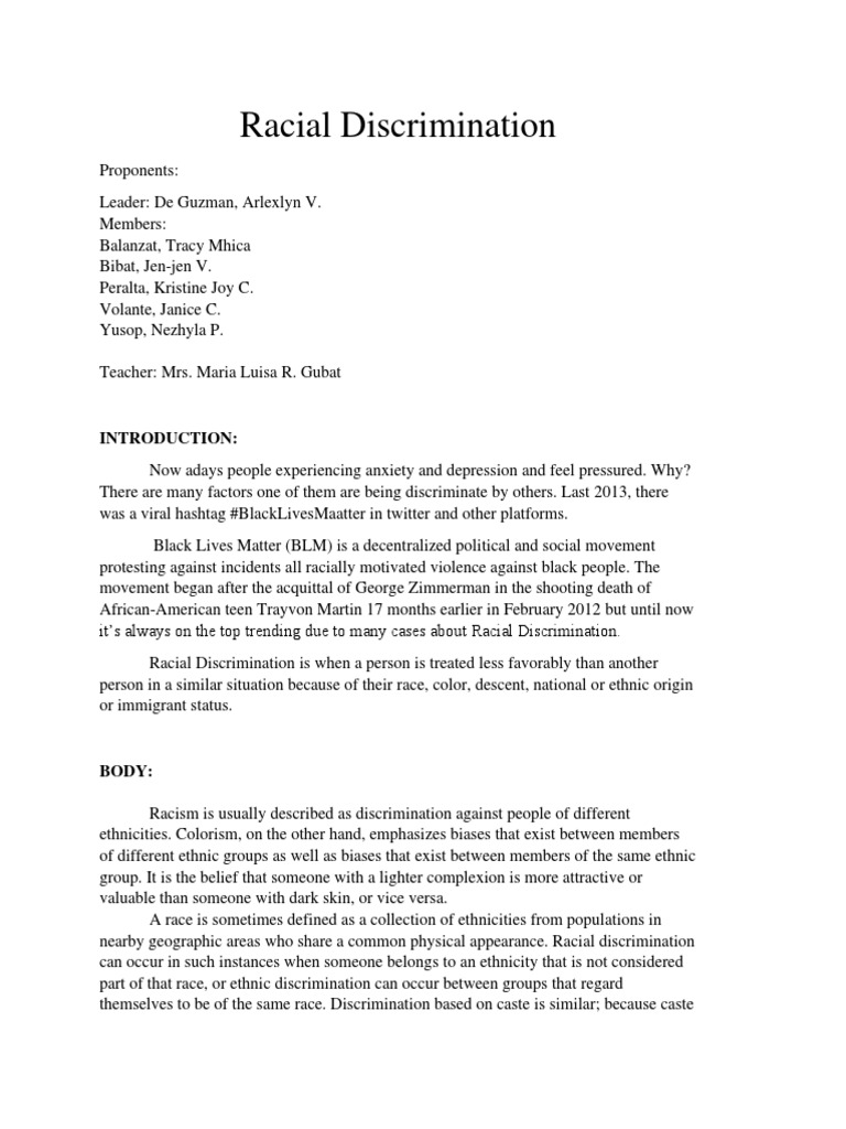 Racial Discrimination | PDF | Discrimination & Race Relations | Racism