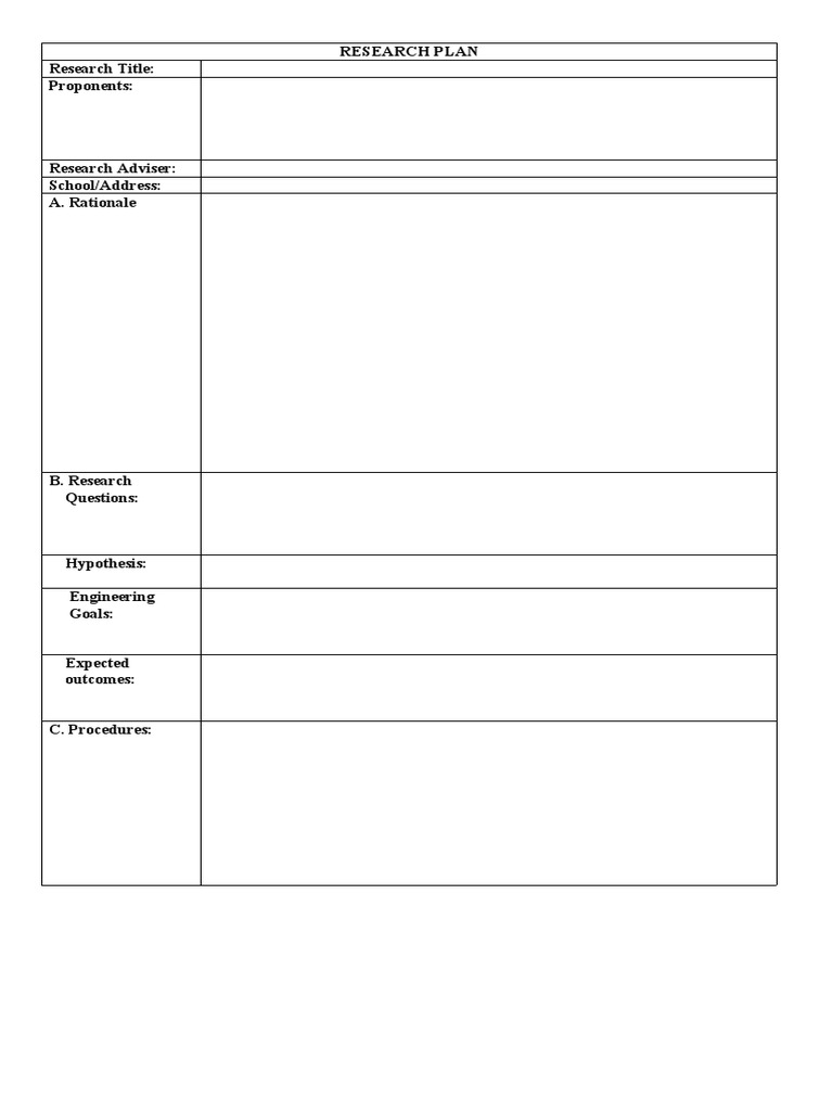 Research Plan Template for Engineering | PDF | Career & Growth | Art