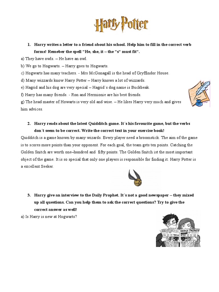 Harry Potter English Worksheet Activities | PDF | Fictional Universes ...