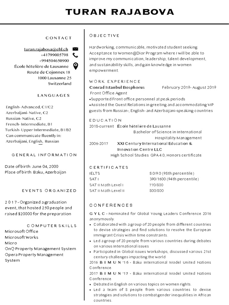 Turan Rajabova CV Women@Dior | PDF