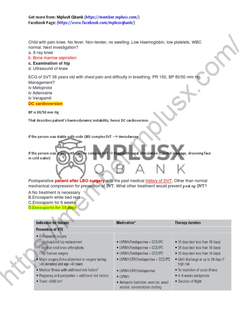 Oct 2019 Mplusx Qbank | PDF | Knee | Medical Specialties