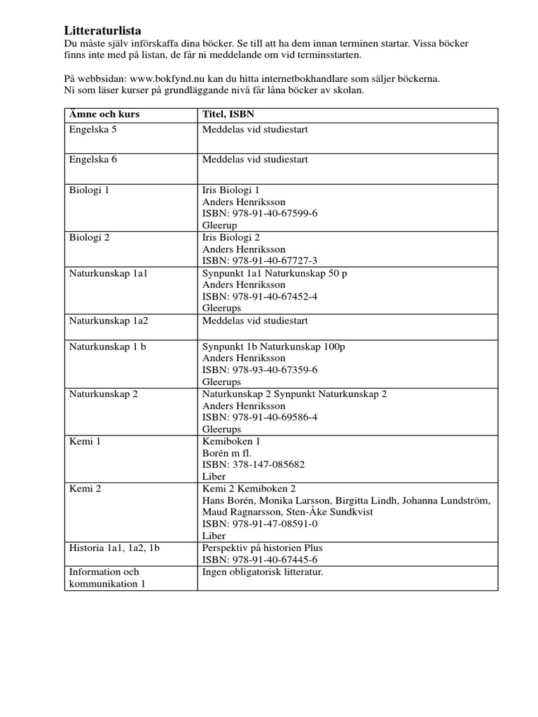 Litteraturlista 20190618 Pdf