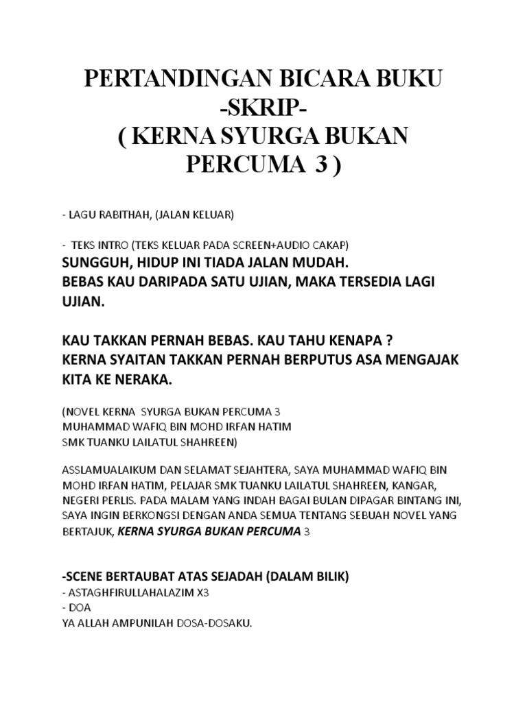 Skrip Bicara Buku | PDF