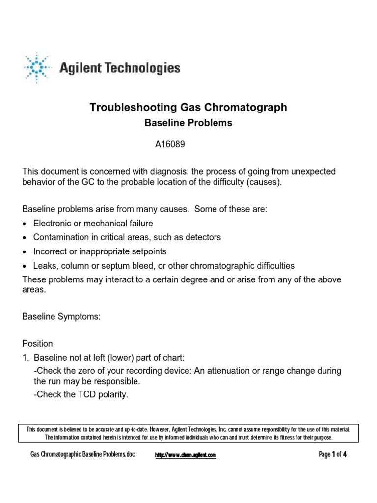 Baseline Problems | PDF | Gas Chromatography | Chromatography