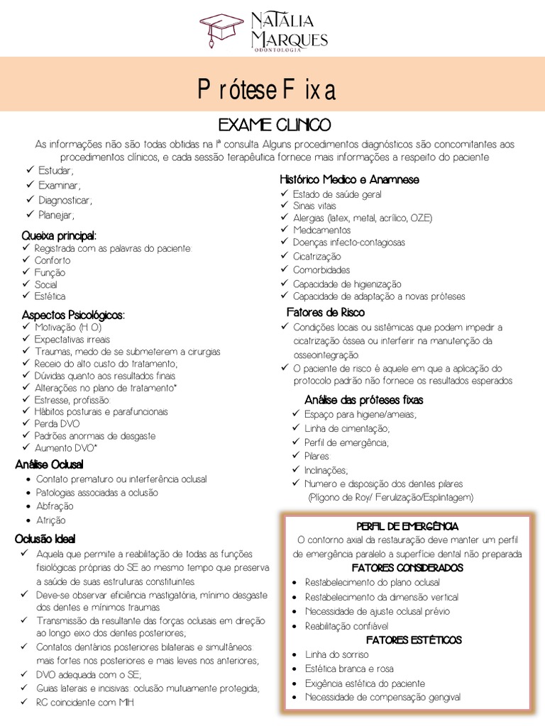 Resumo Protese Fixa | PDF | Dente | Dentina