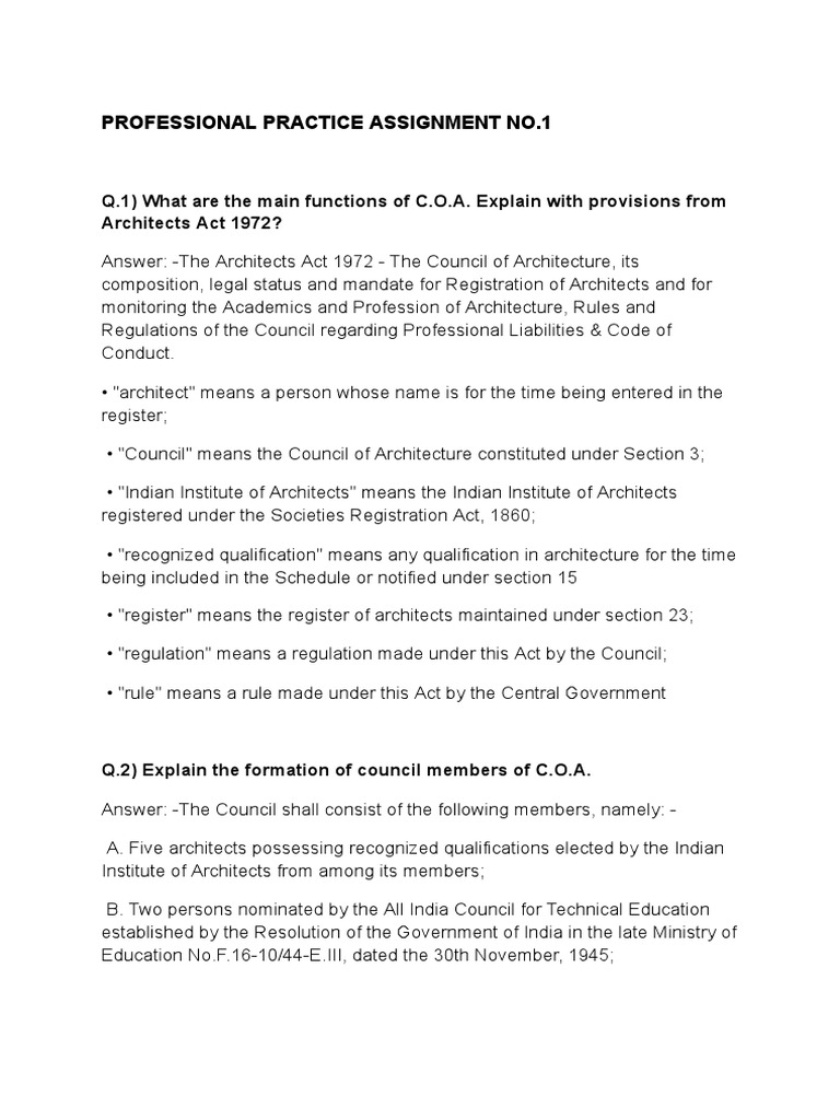 Professional Practice Assignment No.1 | PDF | Architect | Employment