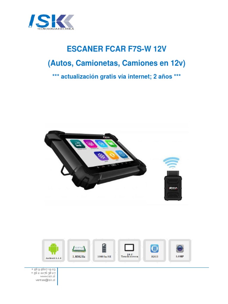 Escáner FCAR F7S-W: Diagnóstico Automotriz | PDF | Tableta | Bluetooth