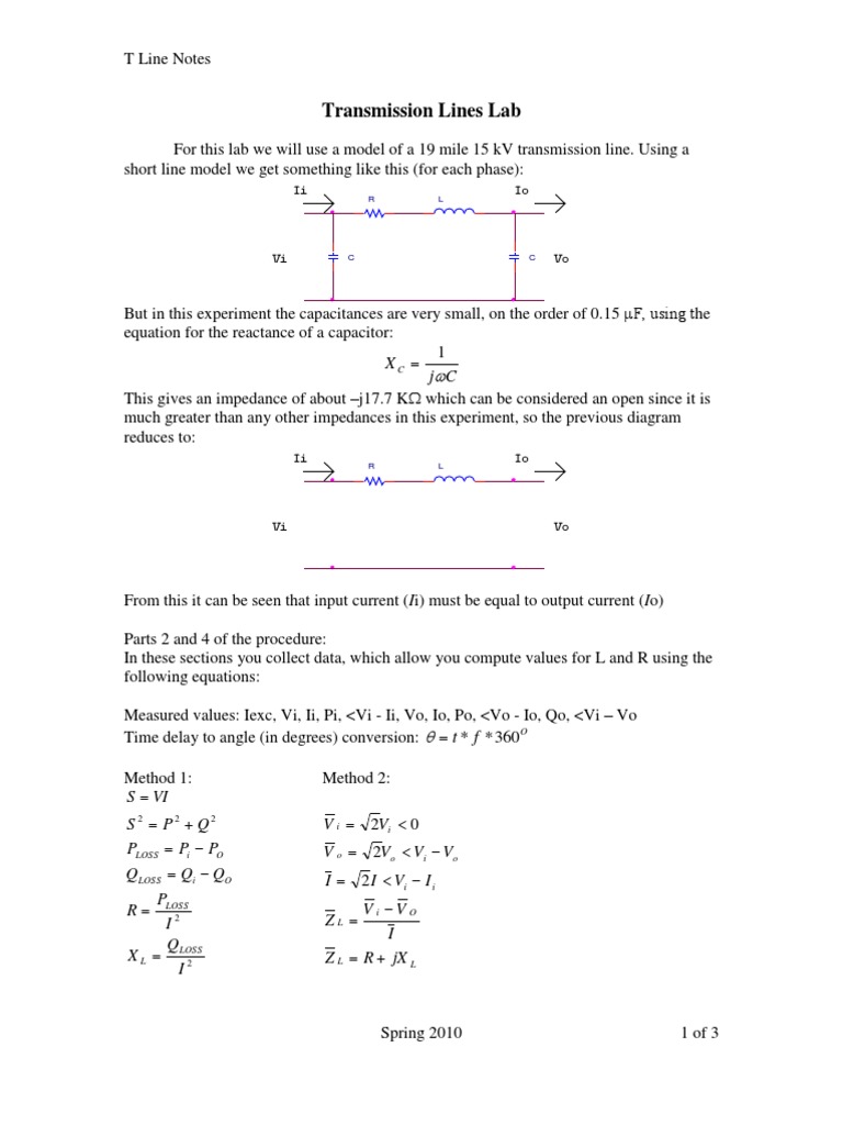 Transmission Line Lab Overview | PDF | Capacitor | Ac Power