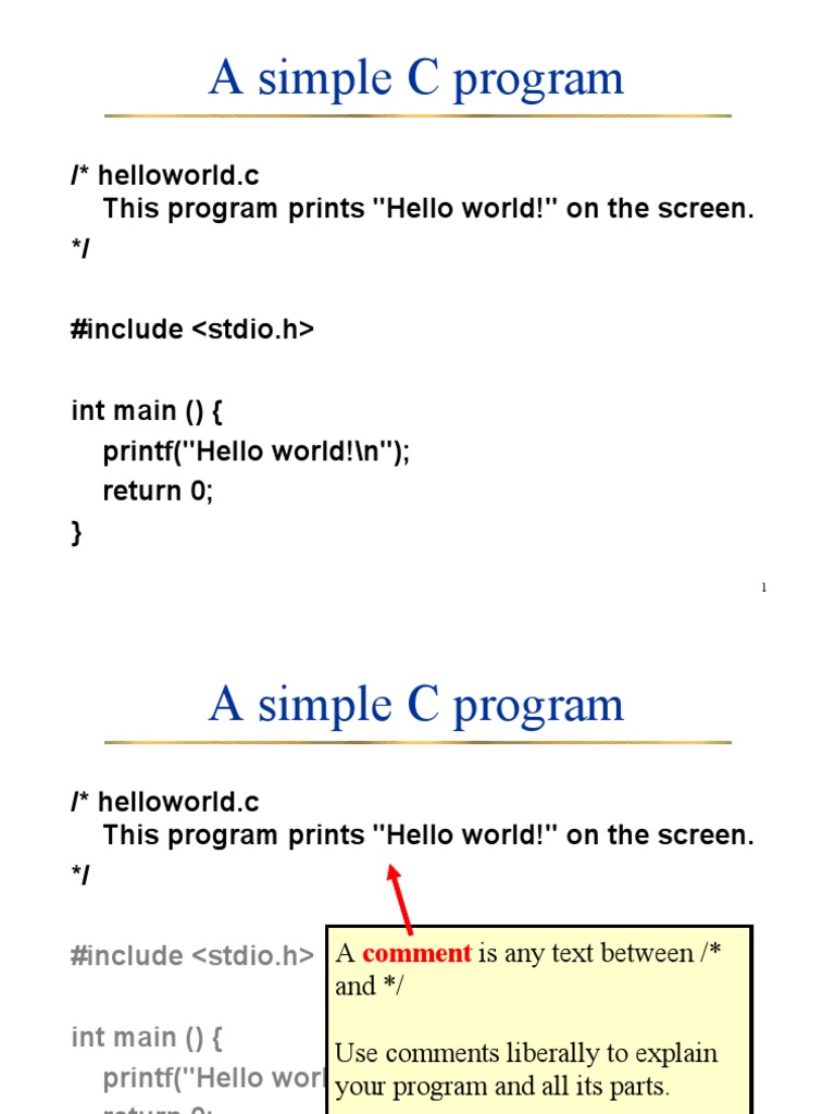 A Simple C Program Pdf Subroutine Parameter Computer Programming