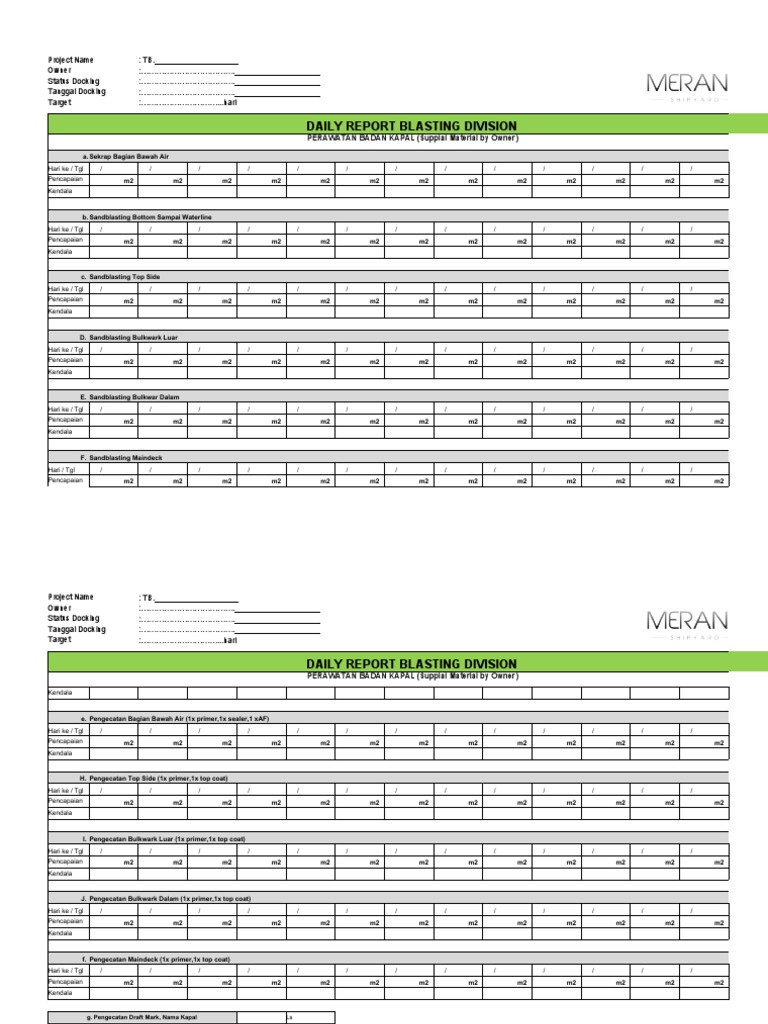 Daily Report Blasting Division | PDF