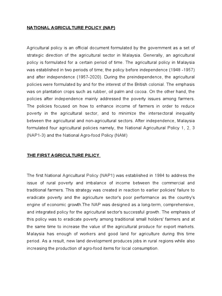 National Agriculture Policy | PDF | Agriculture | Agricultural Policy