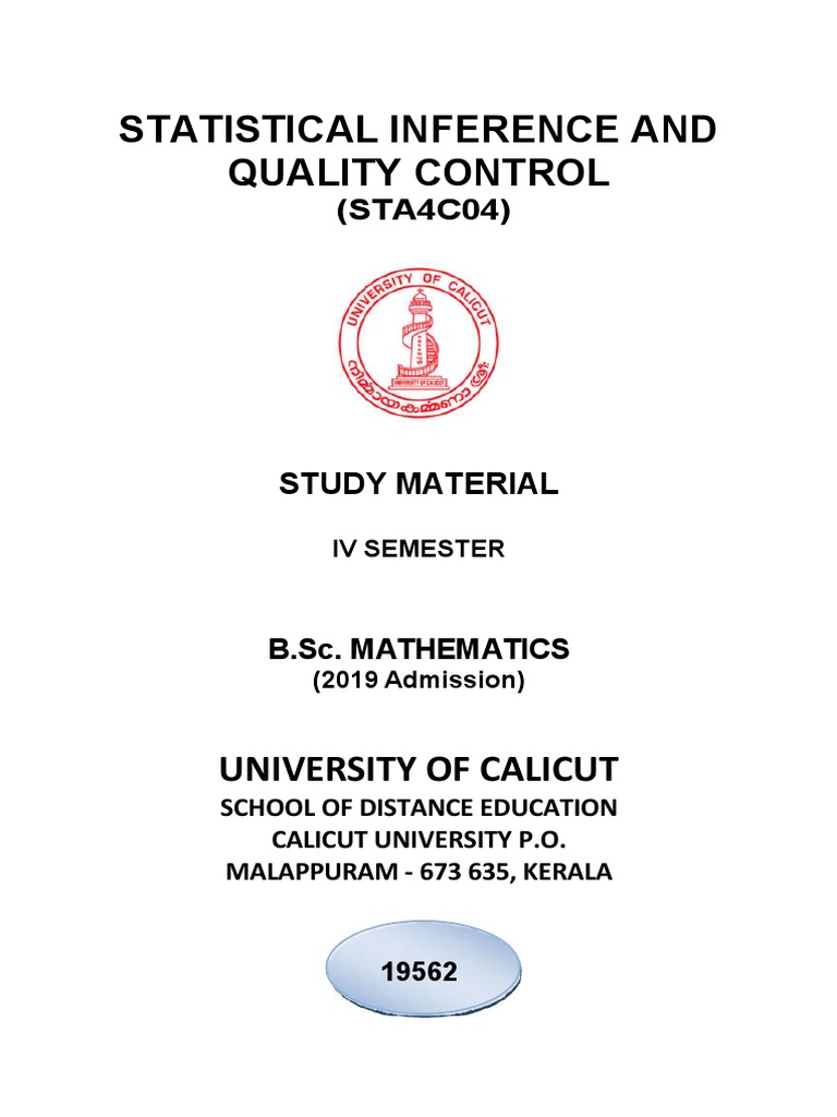 STA4C04 - Statistical Inference and Quality Control | PDF | Estimator | Bias Of An Estimator