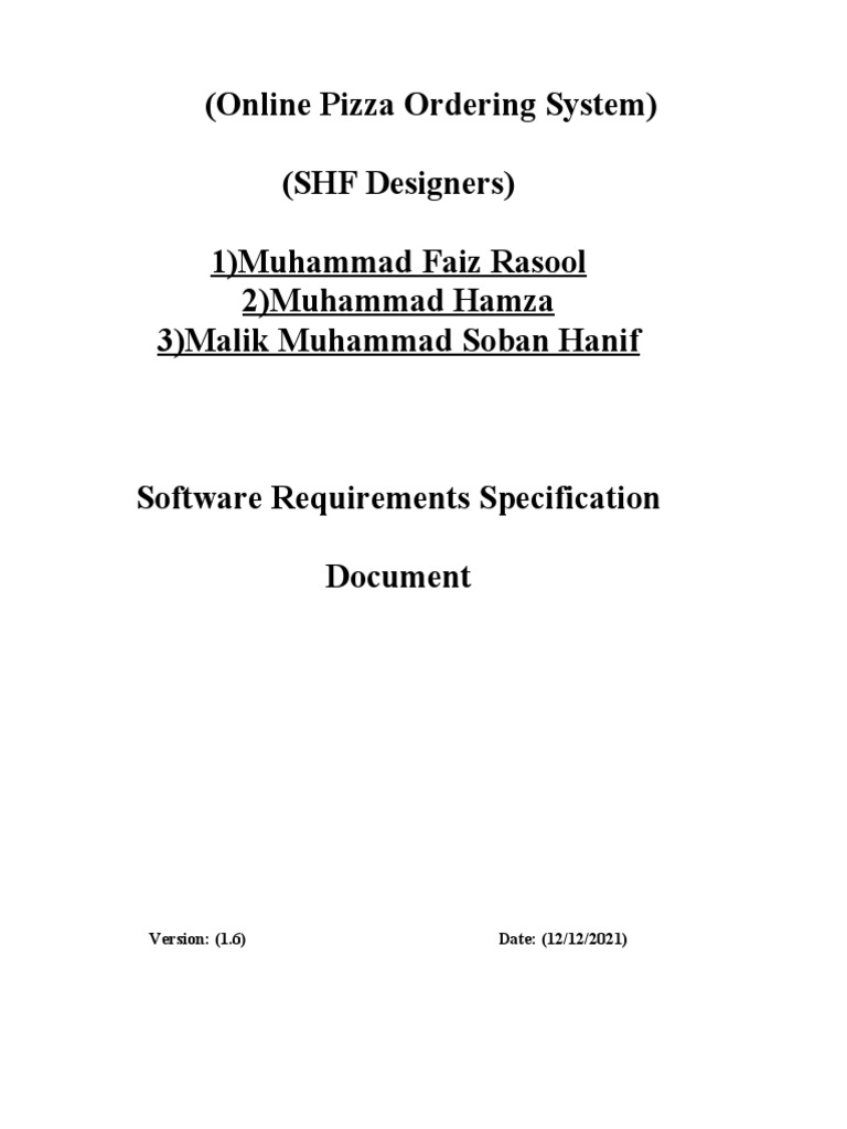 Online Pizza Ordering System | PDF | Software | Password