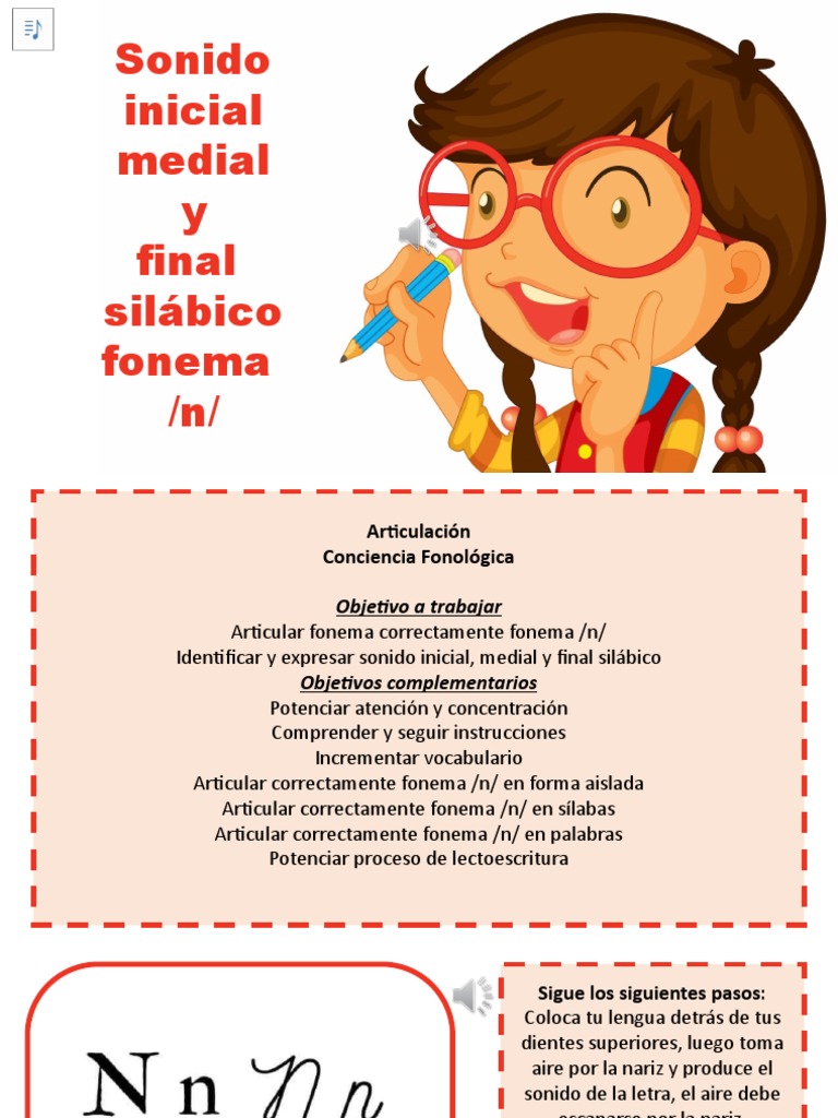 Fonema /n/: Articulación y Ejercicios | PDF | Palabra | Sílaba