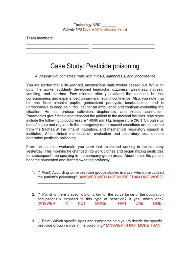 Case Study: Pesticide Poisoning: A 30-Year-Old, Comatose Male With ...