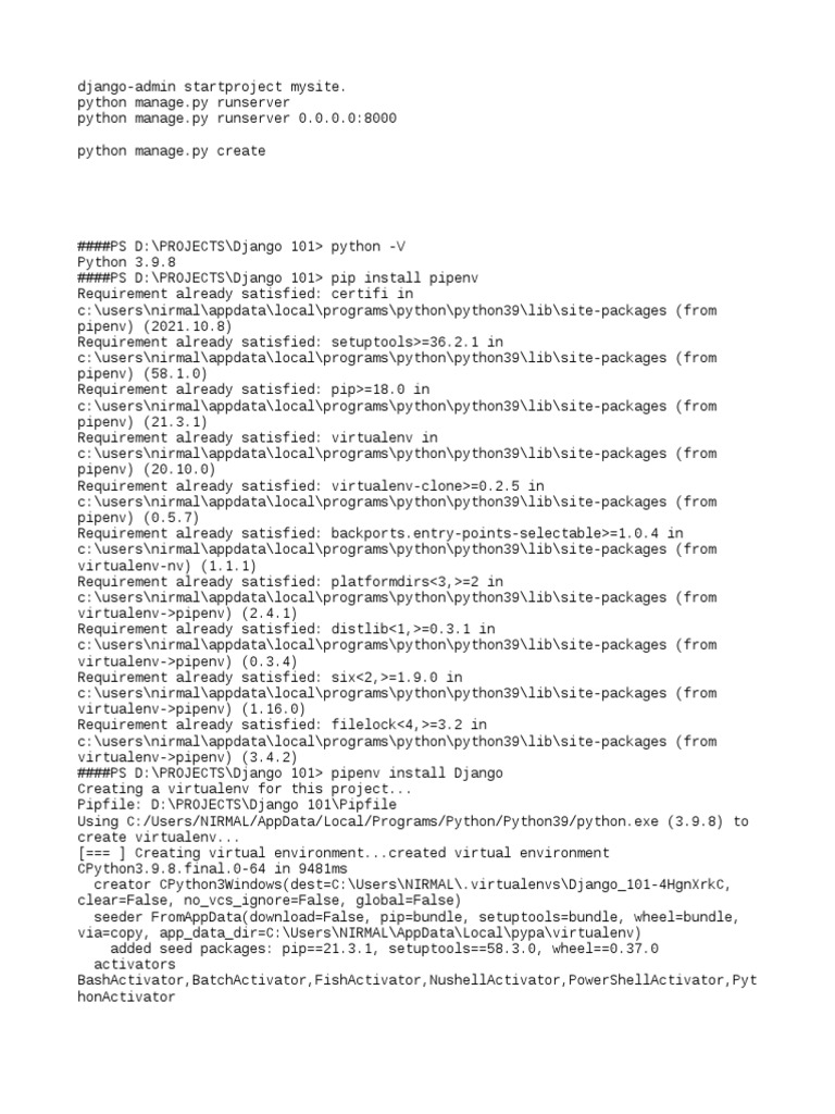 Django Server Setup | PDF | Shell (Computing) | Computing