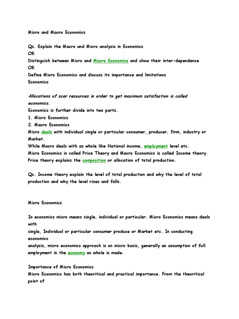 Micro vs Macro Economics Explained | PDF | Economics | Microeconomics