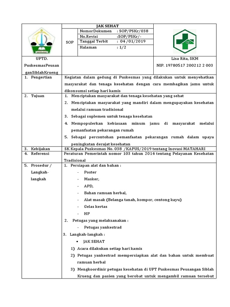 Sop Jak Sehat | PDF