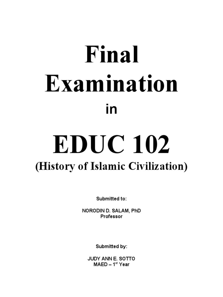 Sotto, Judy Ann E. - Final Exam in Educ 102 | PDF | Abrahamic Religions