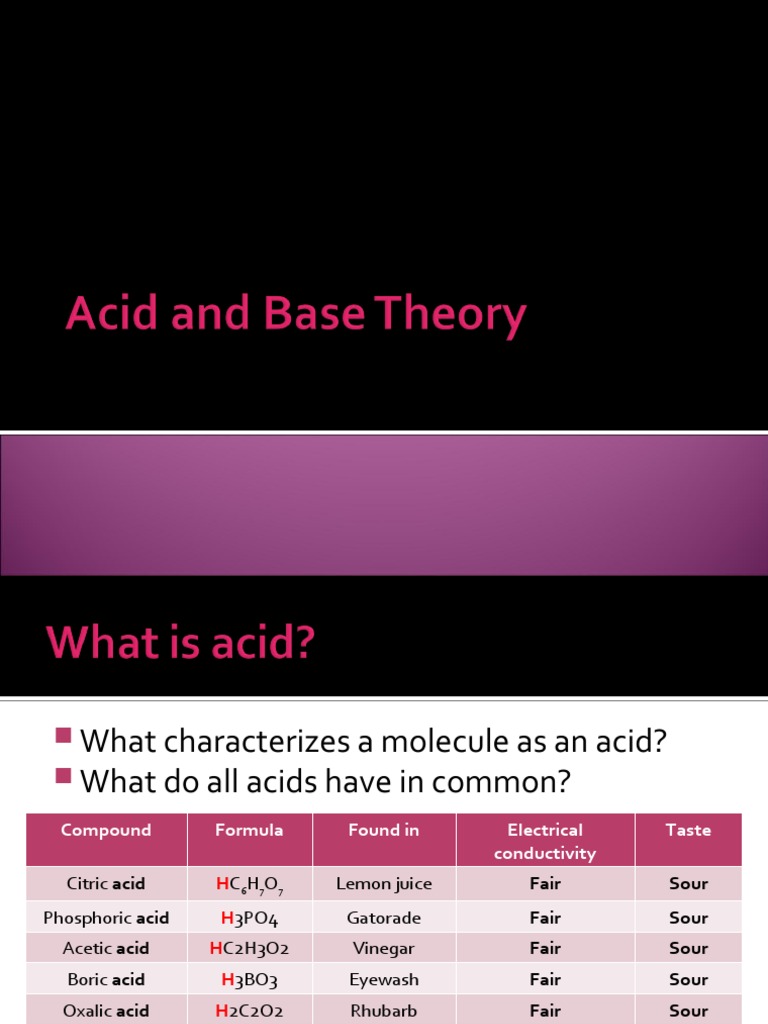 Acid and Base Theory Part 1 | Download Free PDF | Acid | Ph