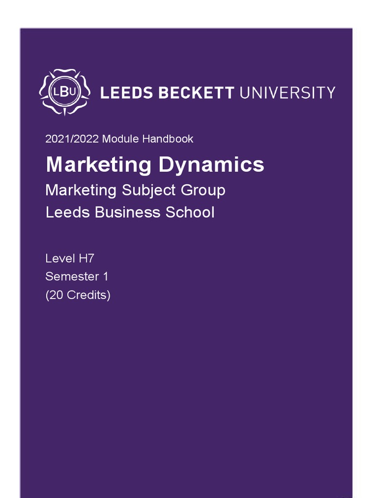 Marketing Dynamics - Module Handbook 2021-22 Sem 1 | PDF | Lecture ...
