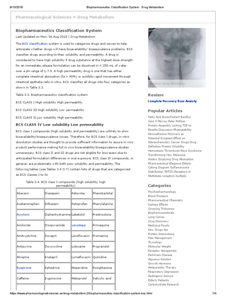 Biopharmaceutics Classification System - Drug Metabolism | PDF ...