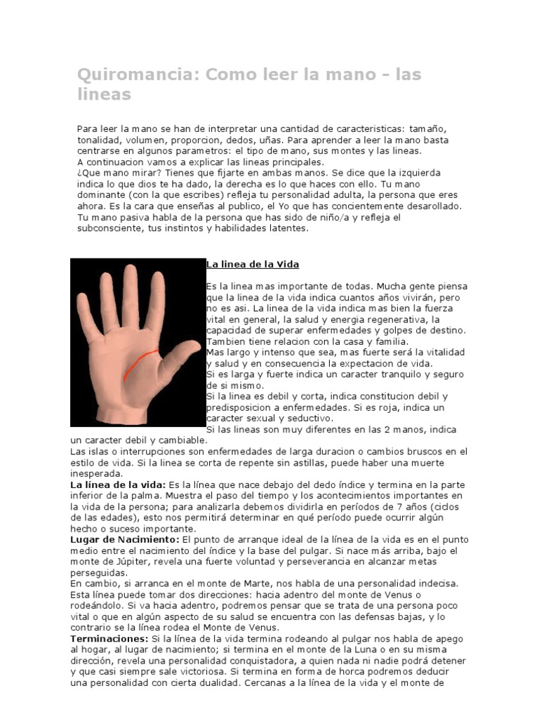 Guía de Quiromancia: Lectura de Manos | PDF | Mano | Memoria
