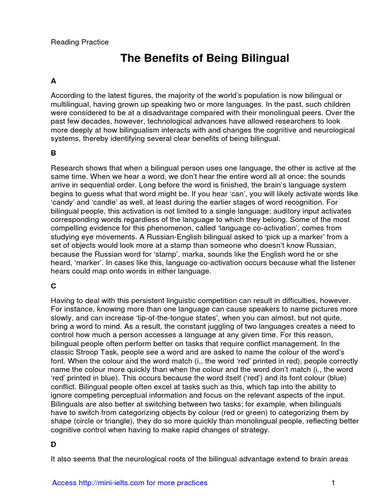 The Benefits of Being Bilingual | PDF | Multilingualism | Perception