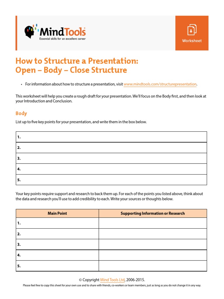 Structure Presentation Worksheet | PDF