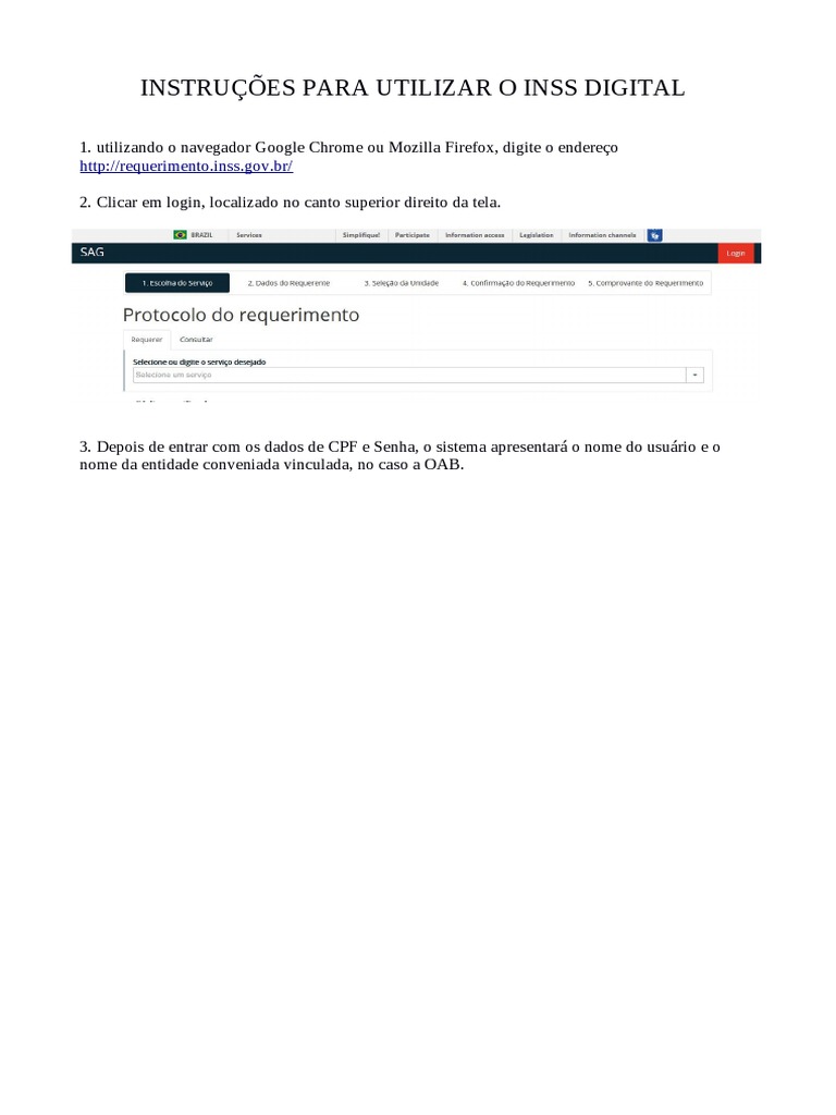 Passo A Passo para Protocolar Requerimento No INSS Digital Novo OAB1 ...