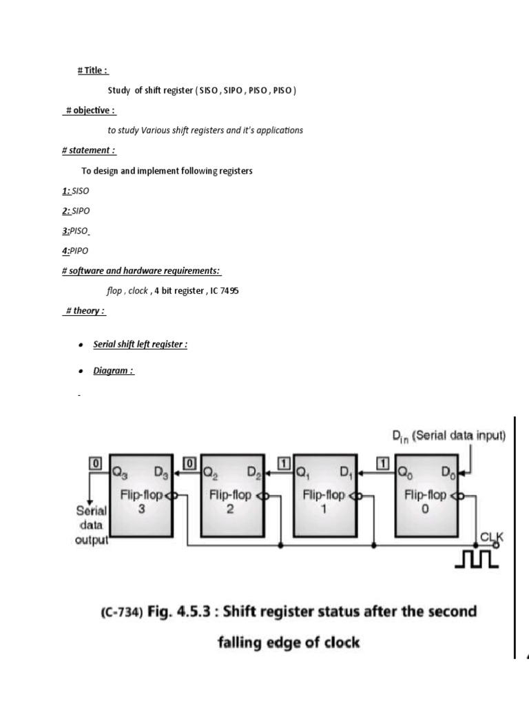 Study of Shift Register (SISO, SIPO, PISO, PISO) : To Study Various Shift Registers and It's ...