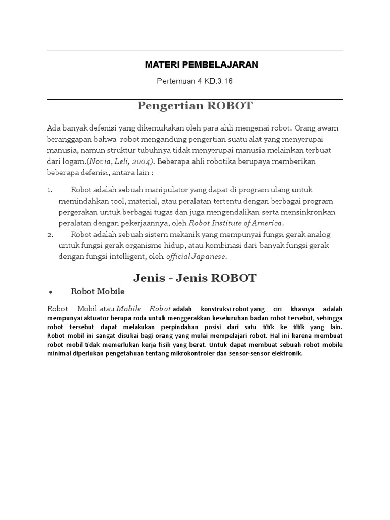 Pertemuan 4. Komponen Penyusun Robot | PDF