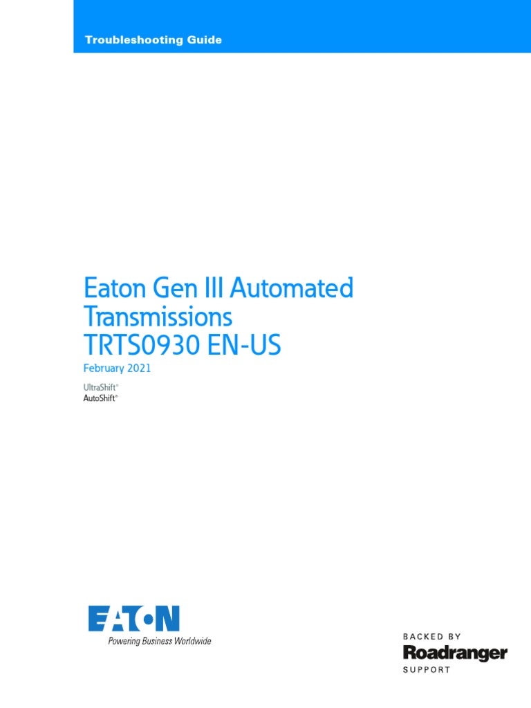 Eaton Gen III Automated Transmissions TRTS0930 EN-US: Troubleshooting ...