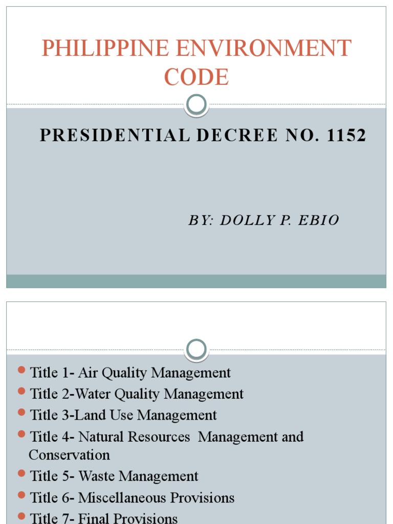 PD 1152 | PDF | Waste Management | Waste