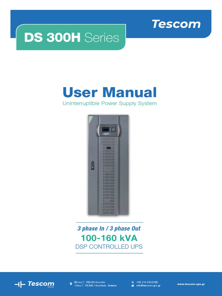 DS 300H Series 100-160 kVA UPS Manual | PDF | Power Inverter | Rectifier