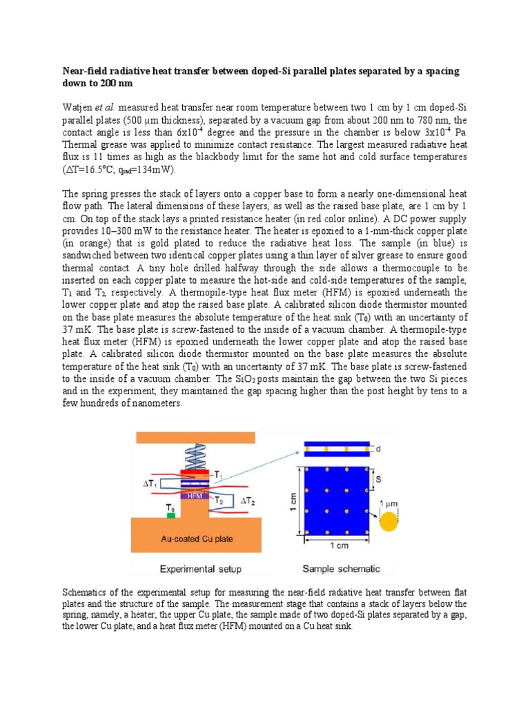 Near-Field Radiative Heat Transfer in Doped-Si | PDF | Heat Transfer | Heat