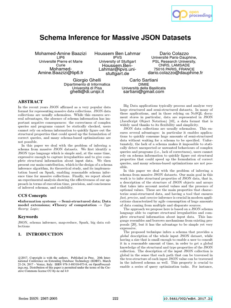 Schema Inference For Massive JSON Datasets | Download Free PDF | Json | Boolean Data Type