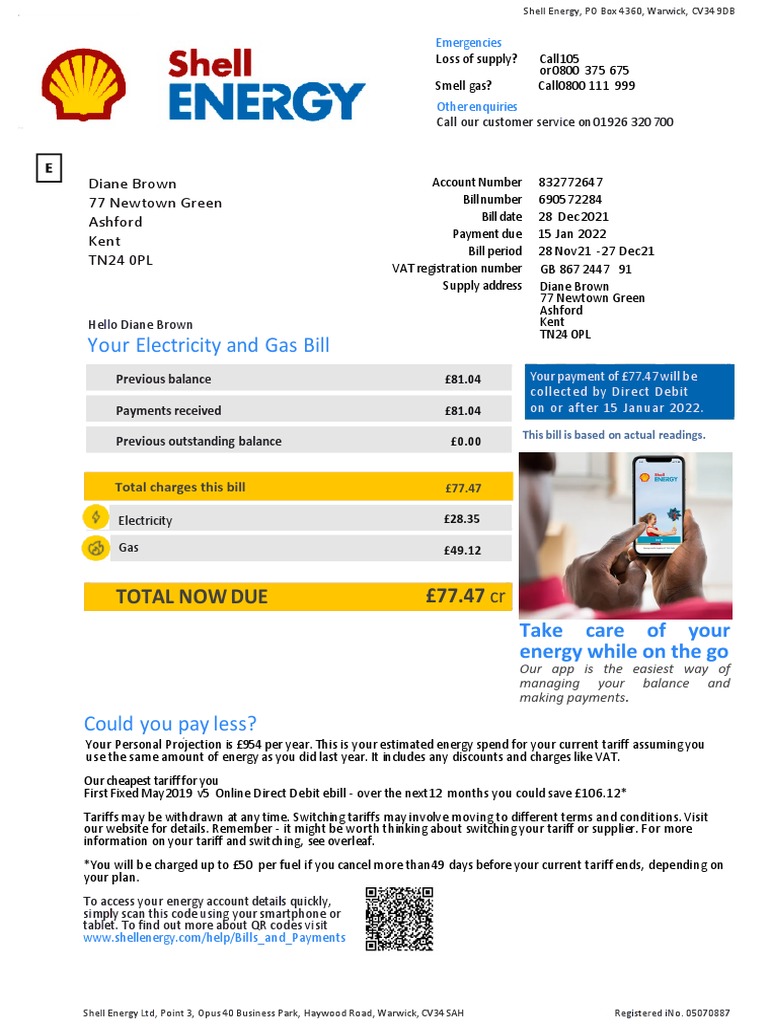 Shell Energy bill details | PDF | Payments