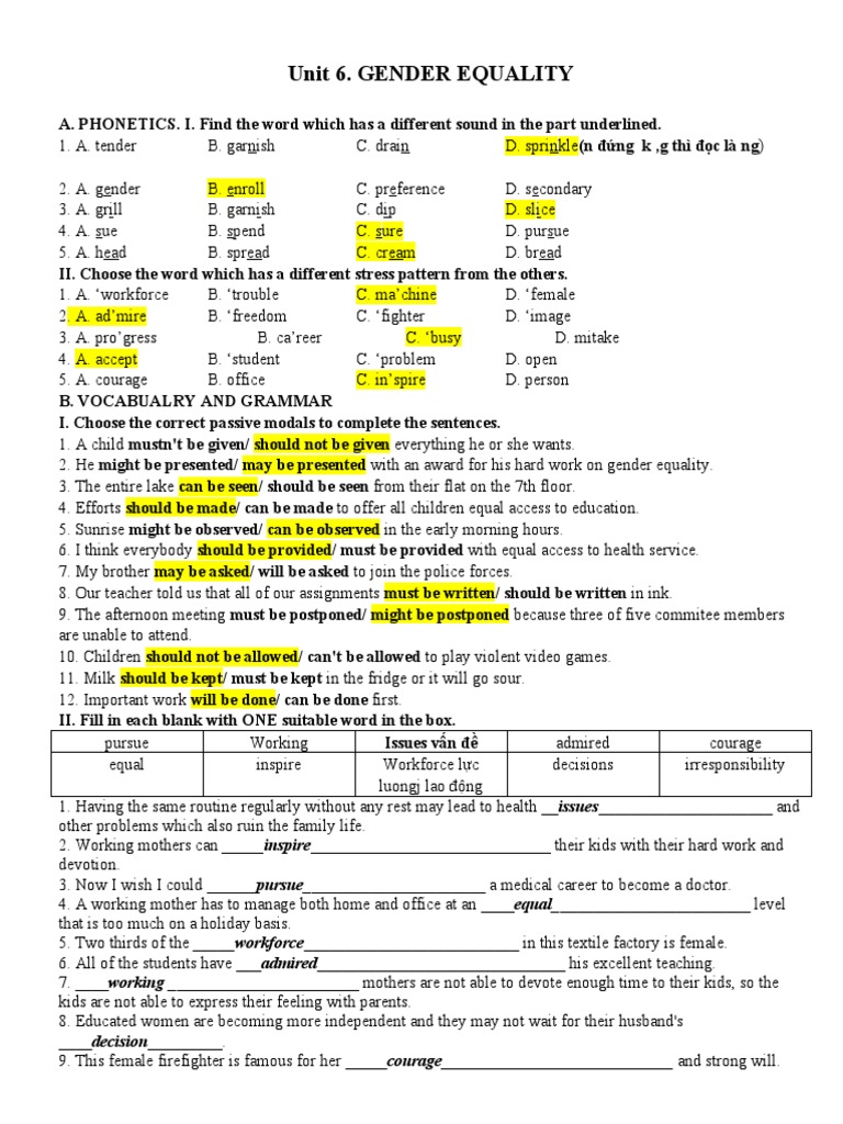 Unit 6. Gender Equality | PDF | Gender | Gender Studies